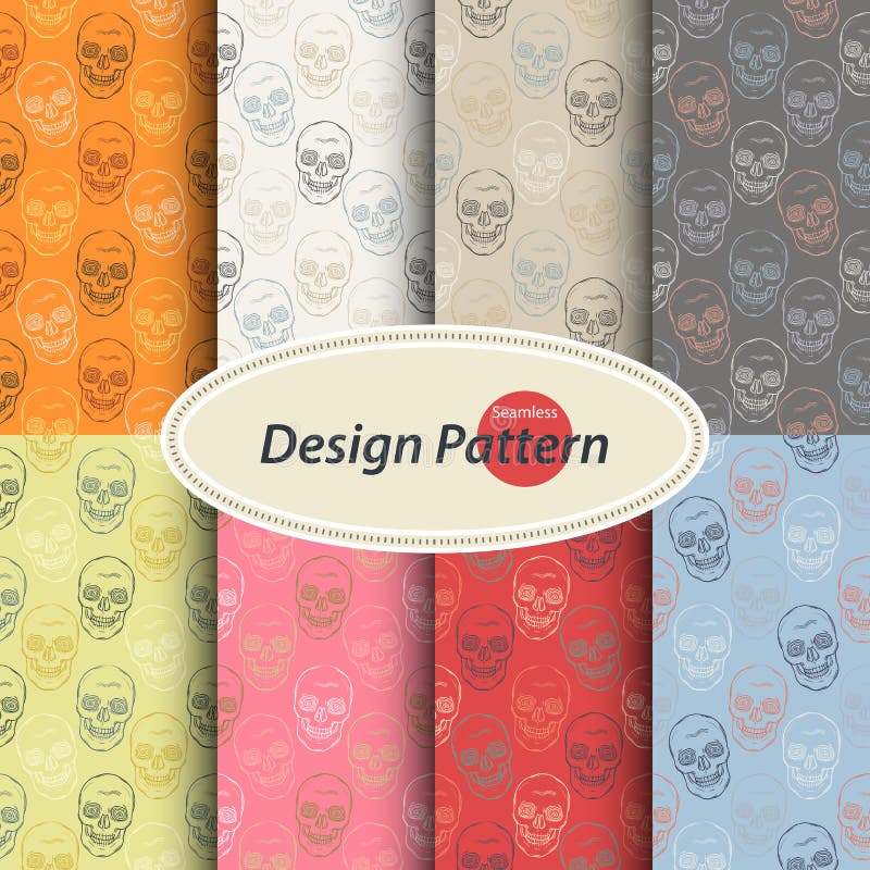 Seamless Pattern with Skulls Stock Vector - Illustration of backdrop ...