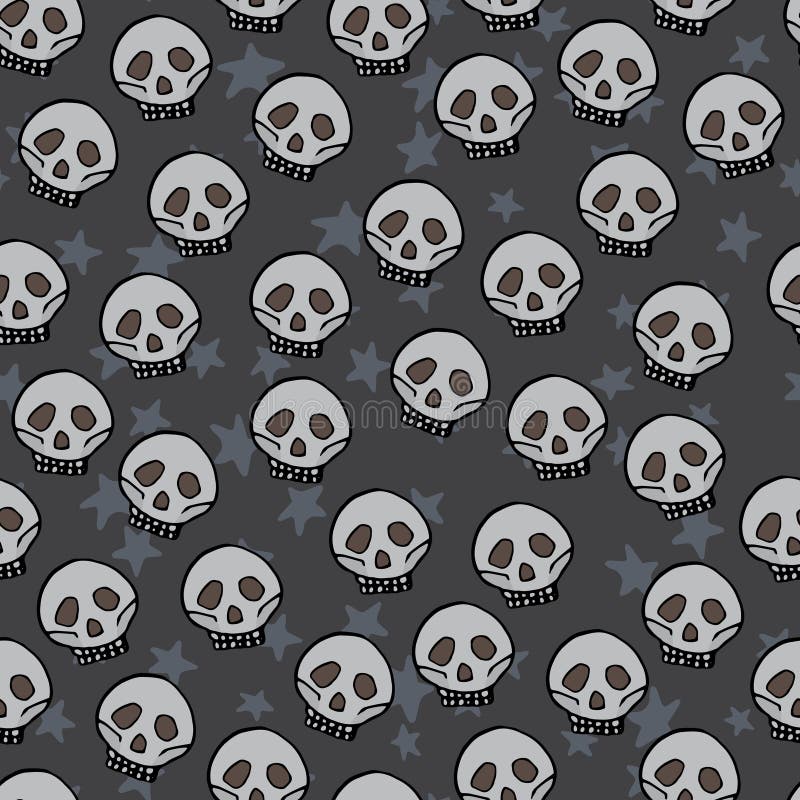 Seamless Pattern with Skulls and Stars Stock Illustration ...