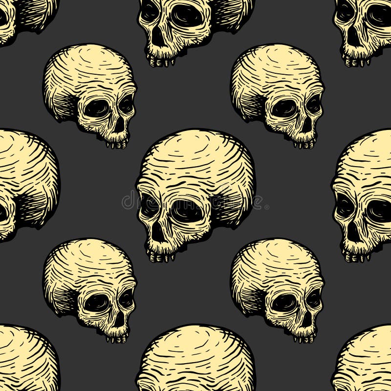 Hand Drawing of a Skull of a Dead Man, Red on a Black Background ...