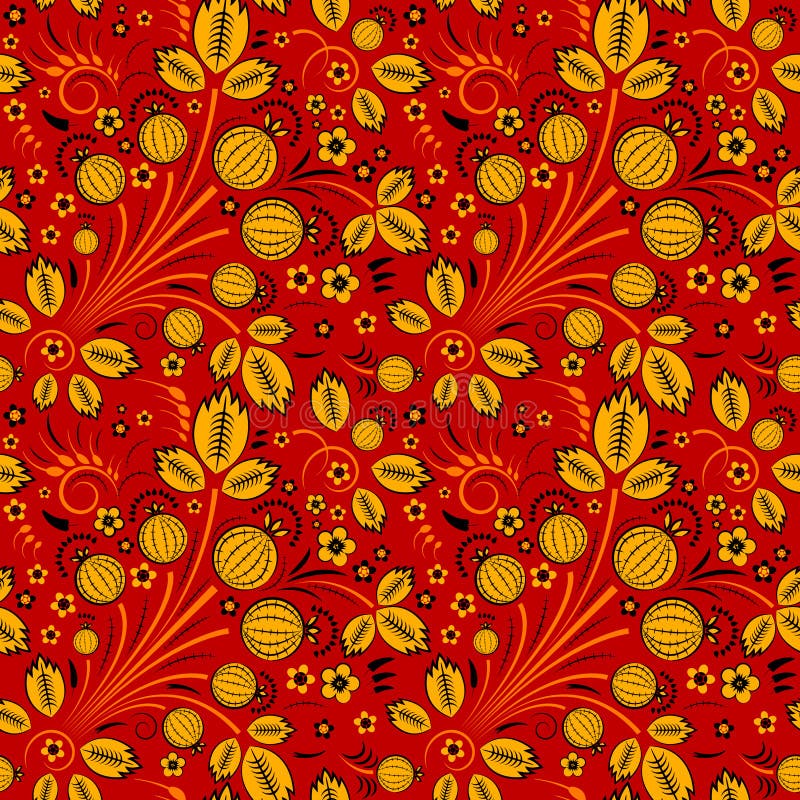 Seamless Pattern in Slavic Folk Style Stock Illustration - Illustration ...