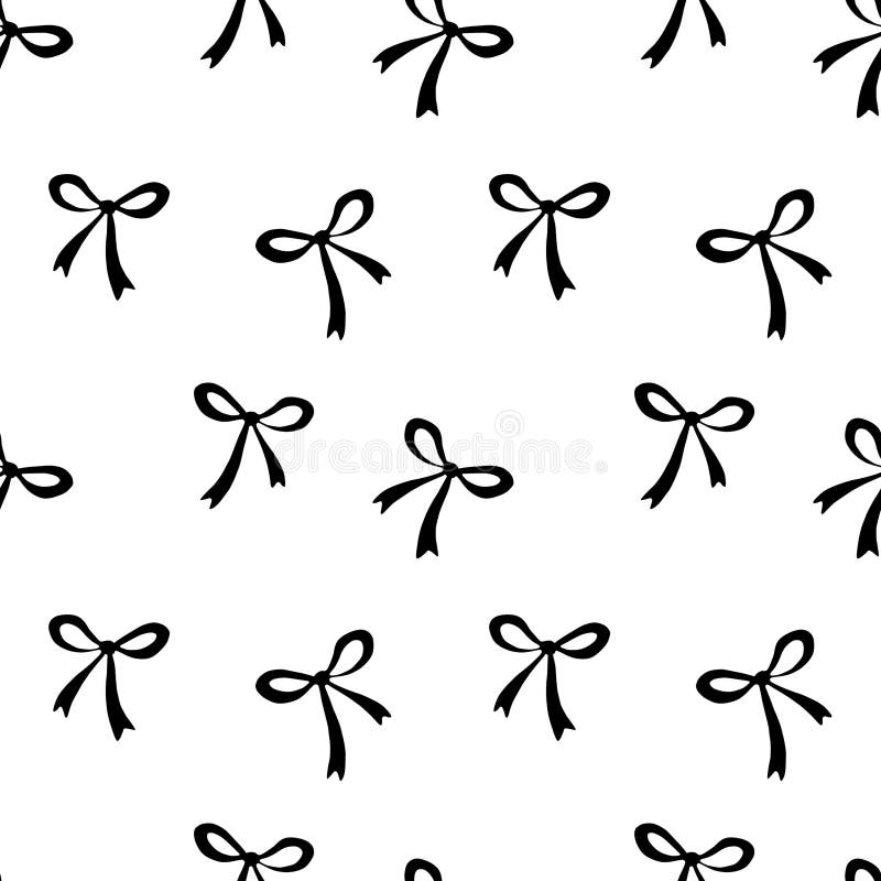 Seamless Pattern with Small Black Flat Bows, Ribbons. Cute Fun Simple ...