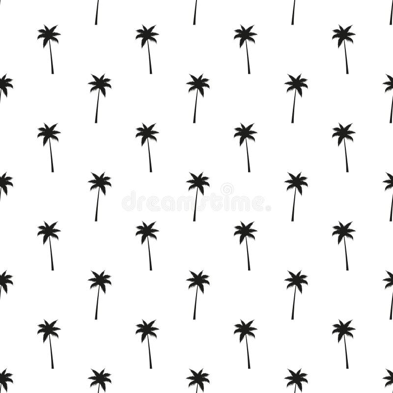 Seamless Pattern of Small Black Palm Trees on a White Background ...