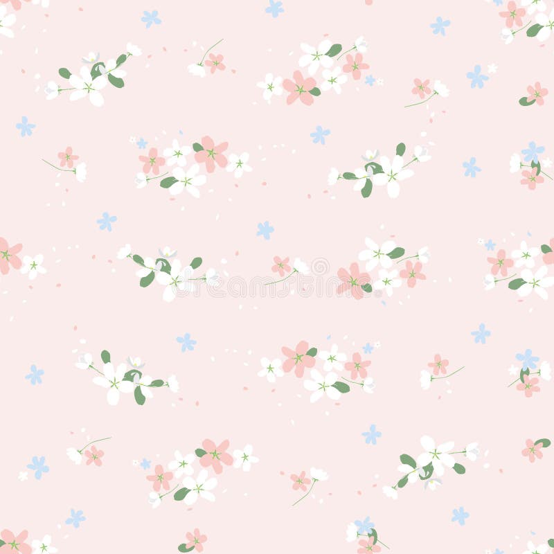 Seamless Pattern with Small Flowers on a Beige Background. Spring Light ...