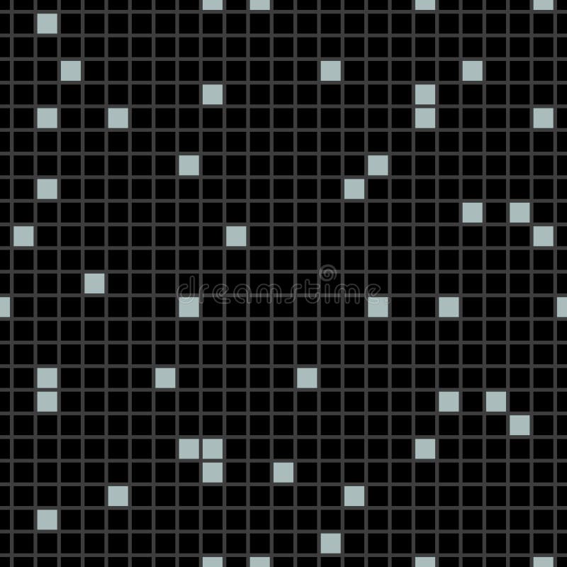 Seamless Pattern with Small Grey Squares on Black Stock Illustration ...