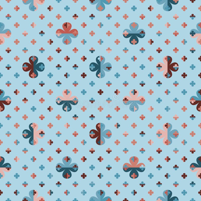 Seamless Pattern of Small and Large Colourful Four Leaf Clover Symbols ...