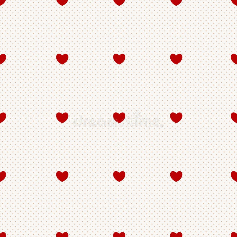 Seamless Pattern with Small Red Hearts on Dotted Background. Repeating ...