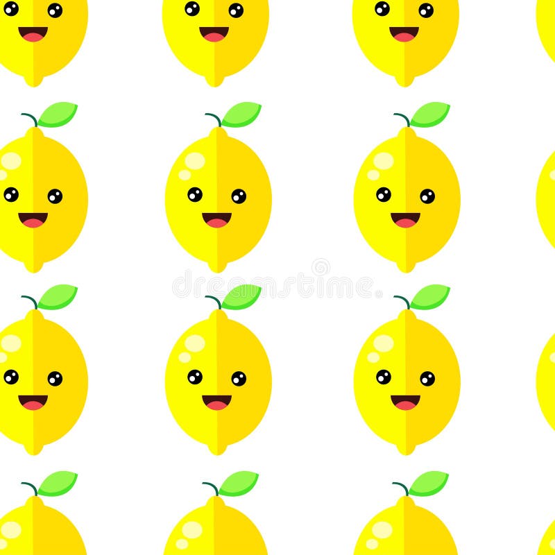 Happy Cute Smiling Lemon Face. Stock Vector - Illustration of green ...