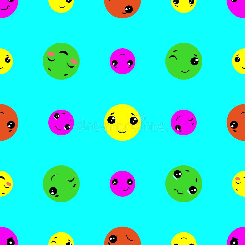Seamless Pattern of Smiles with Different Emotions. Stock Vector ...