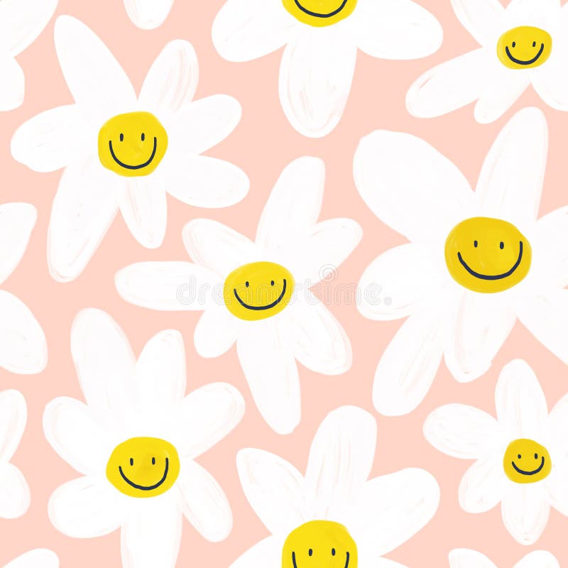 Retro Groovy Smiley Daisy Pattern Stock Photos - Free & Royalty-Free ...
