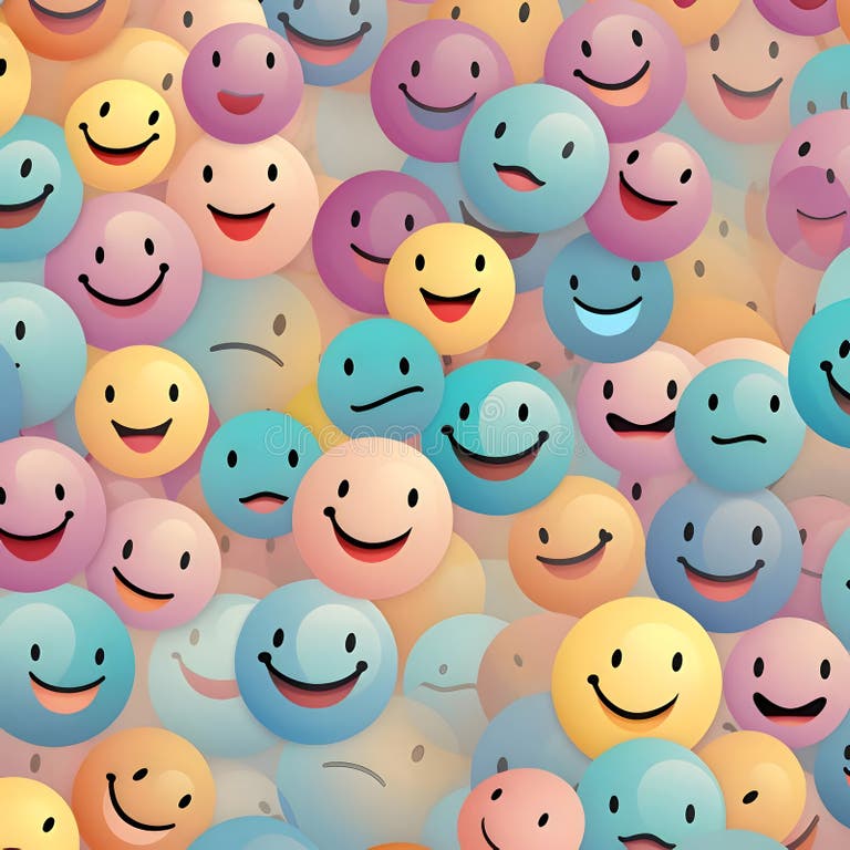 Seamless Pattern with Smiley Faces. Vector Background with Smileys ...