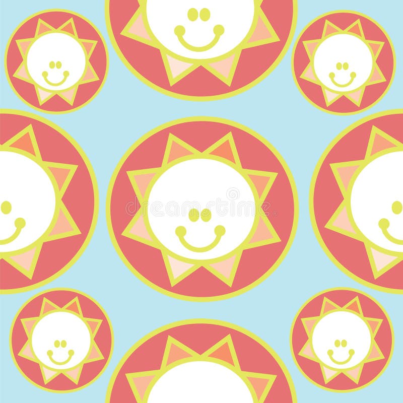 Seamless Pattern of a Smiling Sun. Stock Vector - Illustration of comic ...