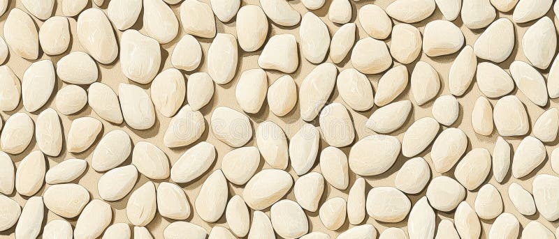 Seamless Pattern of Smooth Creamy White Pebbles on Beige Sand ...