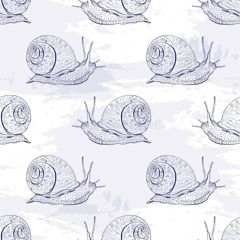 Seamless Pattern Snail. Drawing Sketch Style Hand Draw Stock Vector ...