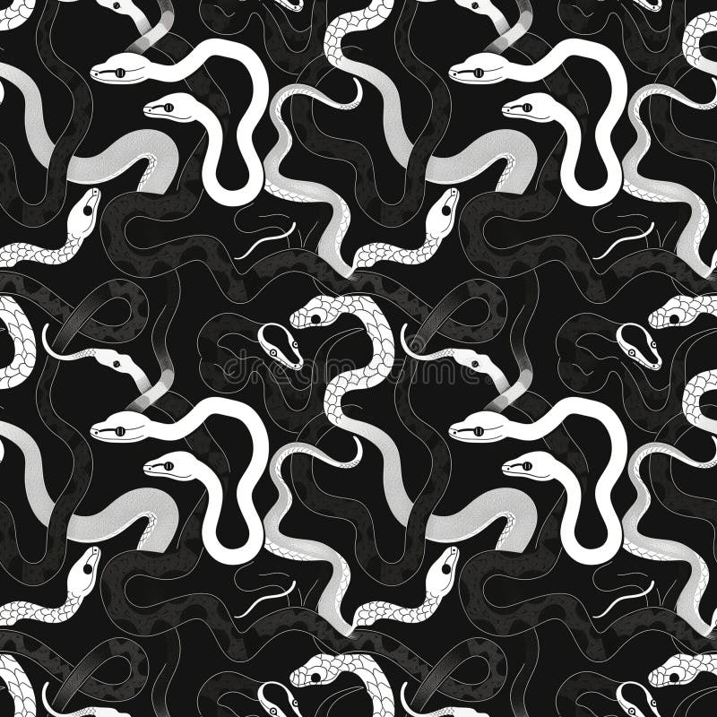 Seamless Pattern with Snakes. Stock Illustration - Illustration of tile ...