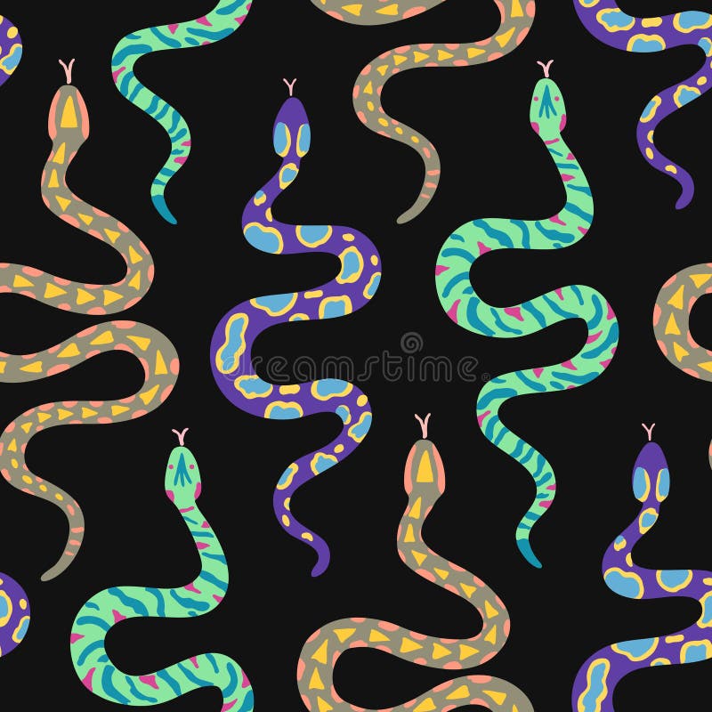 Seamless Pattern with Snakes. Vector Illustration in Simple ...