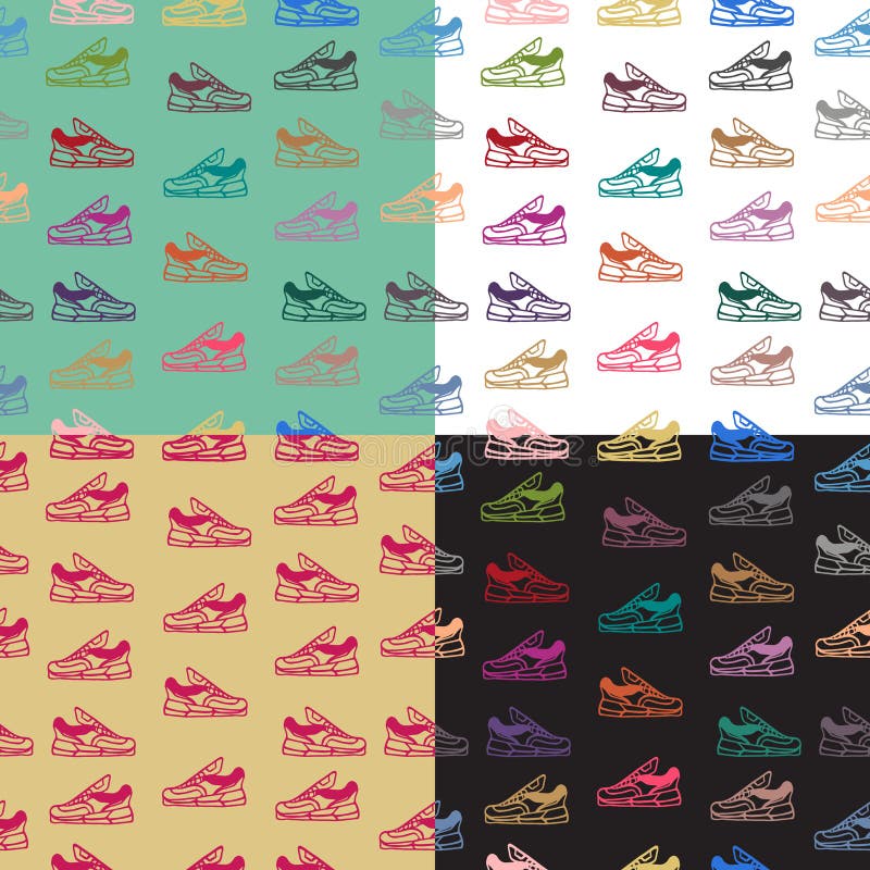 Seamless Pattern with Sneakers Shoes Stock Vector - Illustration of ...