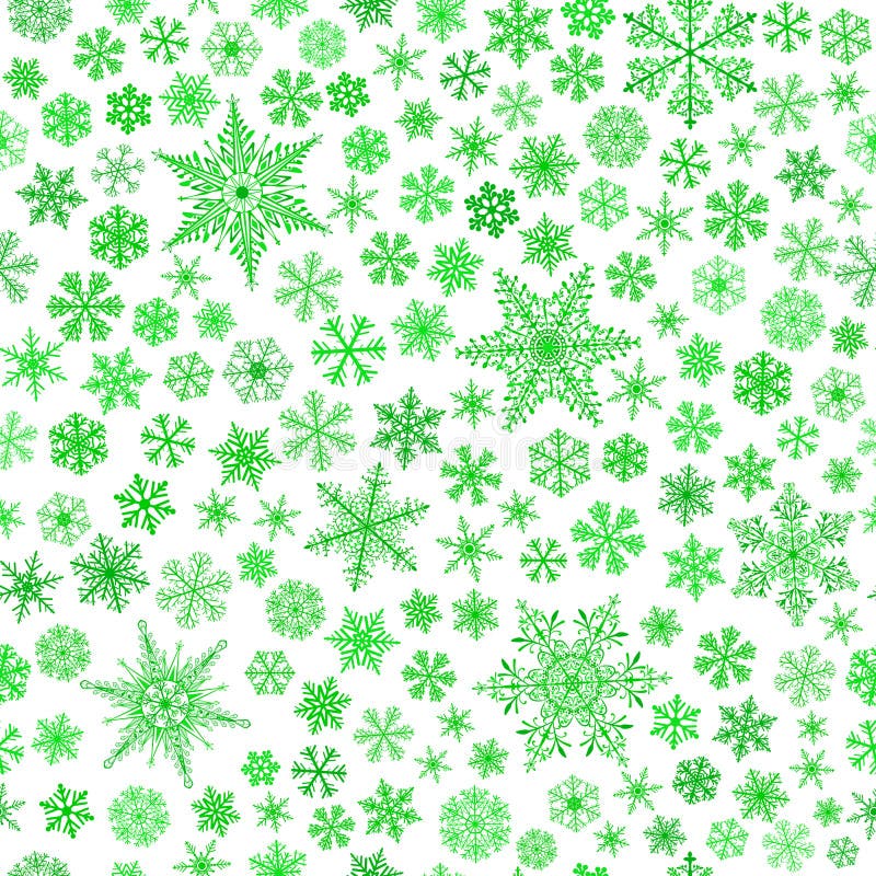 Seamless Pattern of Snowflakes, Green on White Stock Vector ...