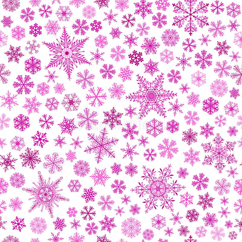 Seamless Pattern of Snowflakes, Pink on White Stock Vector ...
