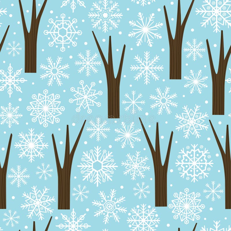 Seamless Pattern with Snowflakes and Trees Editorial Photo ...