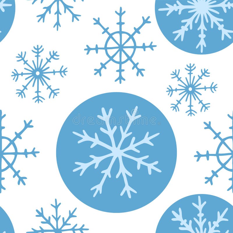 Seamless Pattern with Snowflakes. Vector Hand Drawn Illustration ...