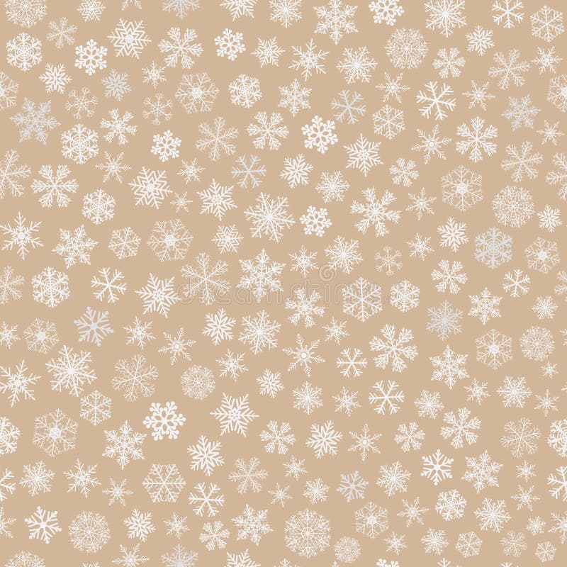 Seamless Pattern of Snowflakes, White on Light Brown Stock Vector ...