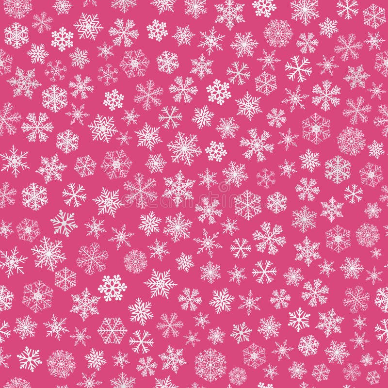 Seamless Pattern of Snowflakes, White on Pink Stock Vector ...