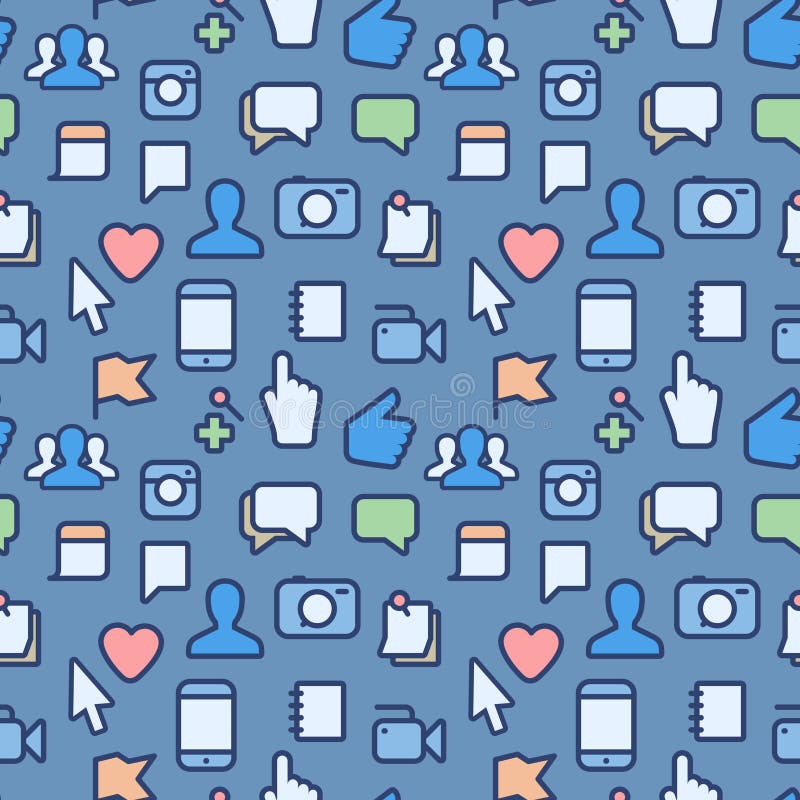 Seamless Pattern with Social Media Icons Stock Illustration ...