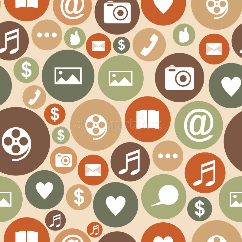 Seamless Pattern of Social Network and Mobile Application Icons Stock ...