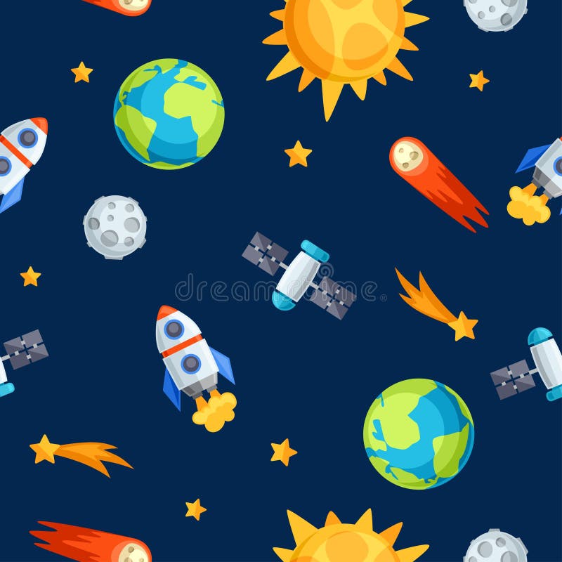 Seamless Pattern of Solar System, Planets and Stock Vector ...