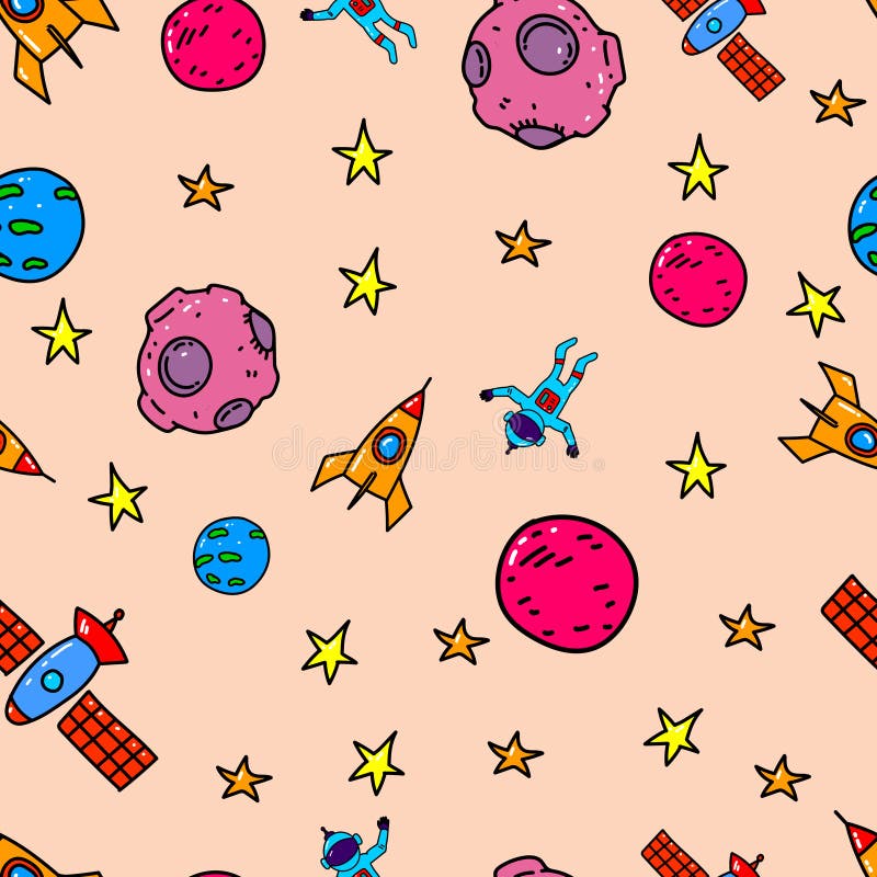 Seamless Pattern with Space Design Elements. Design Element for Poster ...