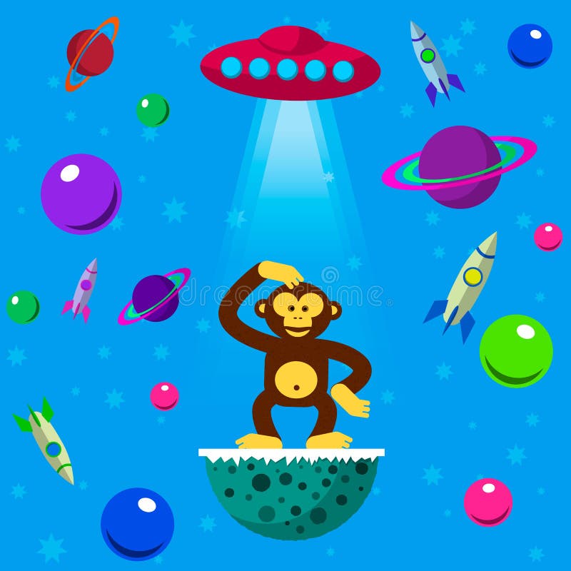 Space Monkey Retro Poster Stylization Stock Vector - Illustration of ...