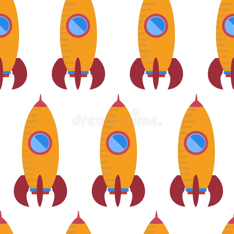 Seamless Pattern with Space Rocket Stock Vector - Illustration of ...