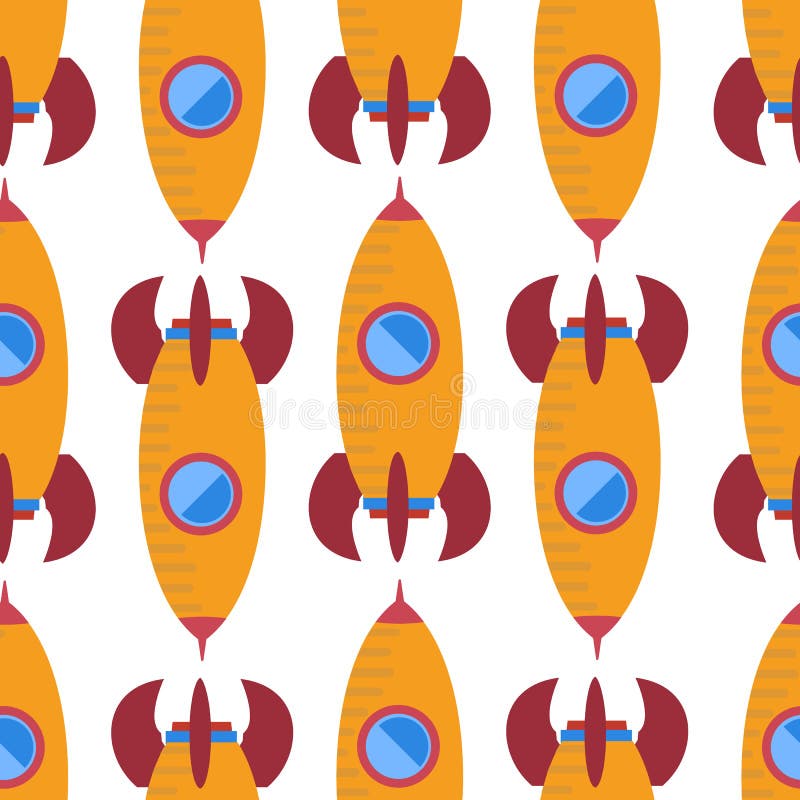 Seamless Pattern with Space Rocket Stock Vector - Illustration of ...