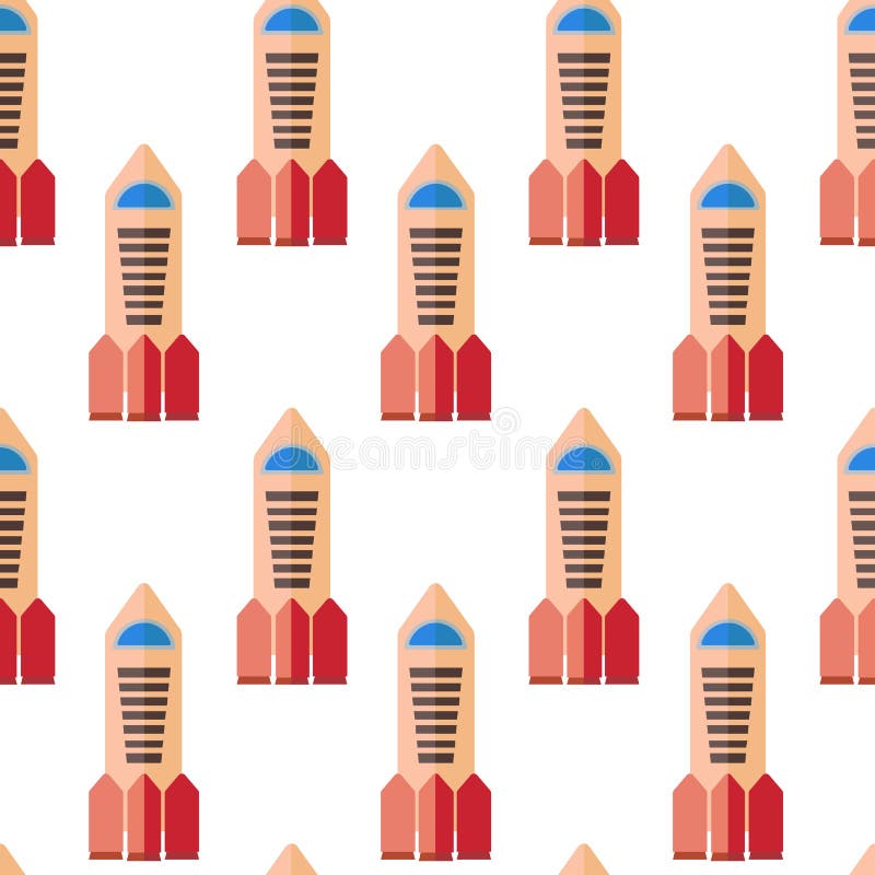 Seamless Pattern with Space Rocket Stock Vector - Illustration of icon ...
