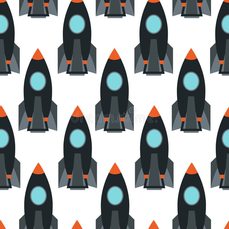 Seamless Pattern with Space Rocket. Stock Vector - Illustration of ...