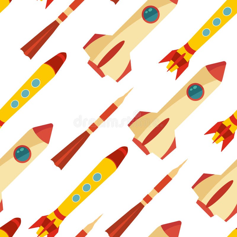 Seamless Pattern with Space Rocket Stock Vector - Illustration of ...