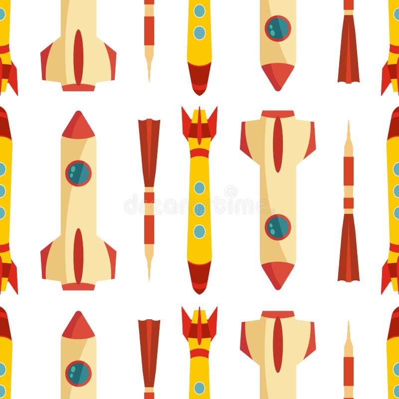 Seamless Pattern with Space Rocket. Stock Vector - Illustration of ...
