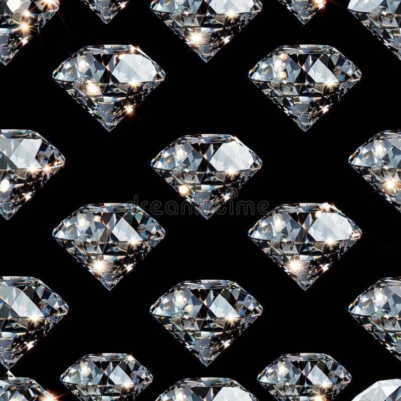 Seamless Pattern of Sparkling Diamonds on a Black Background Stock ...