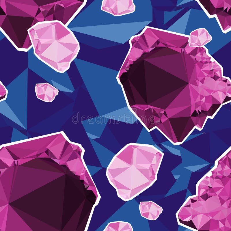 Seamless Pattern with Sparkling Purple Jewels. Stock Illustration ...