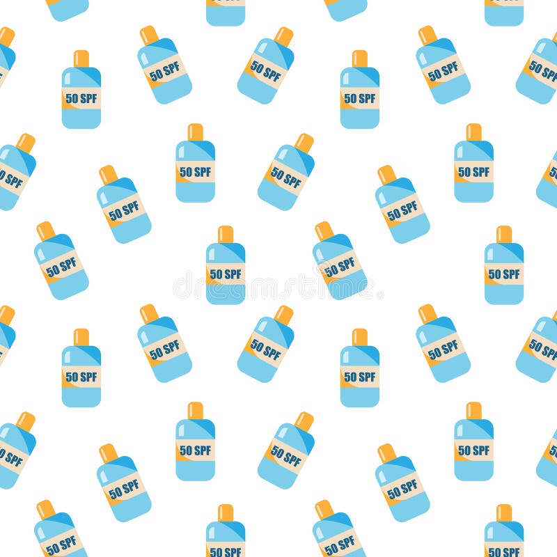Seamless Pattern with 50 SPF Sunscreen Stock Vector - Illustration of ...