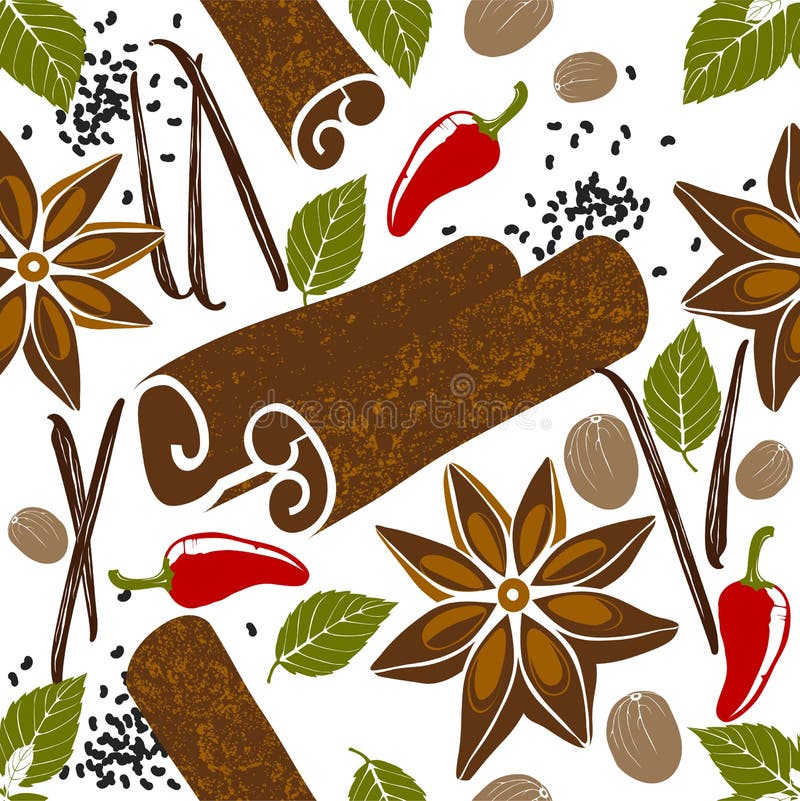 Seamless Pattern with Spices Stock Vector - Illustration of pattern ...