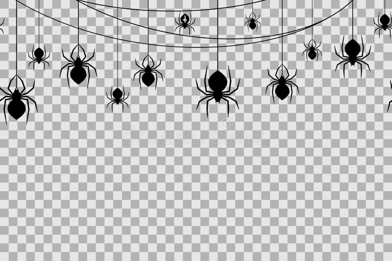 Seamless Pattern with Spiders for Halloween Celebration on Transparent ...