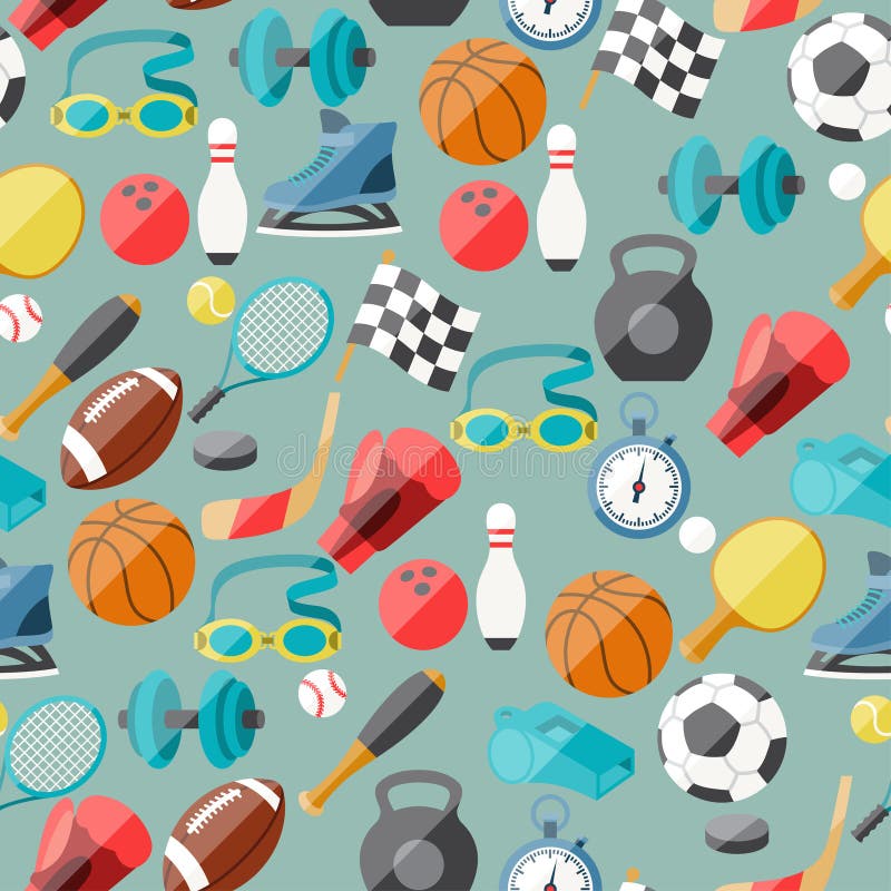 Seamless Pattern of Sport Icons Stock Vector - Illustration of ...