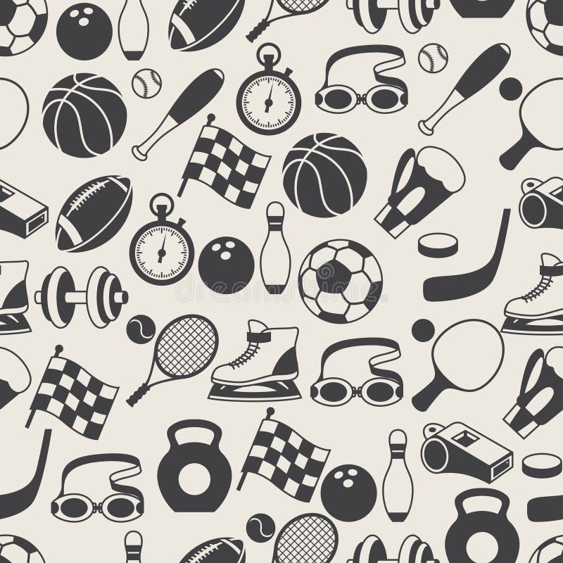 Seamless Pattern with Sport Icons Stock Vector - Illustration of ...