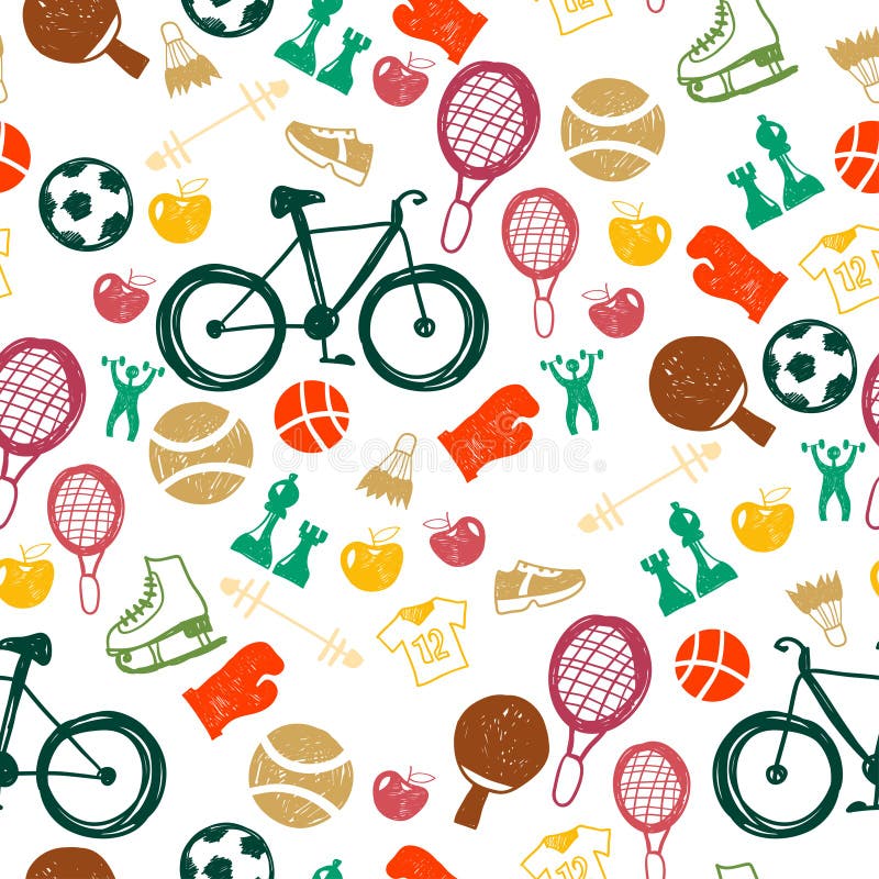 Seamless Pattern with Sport Icons Stock Vector - Illustration of ...