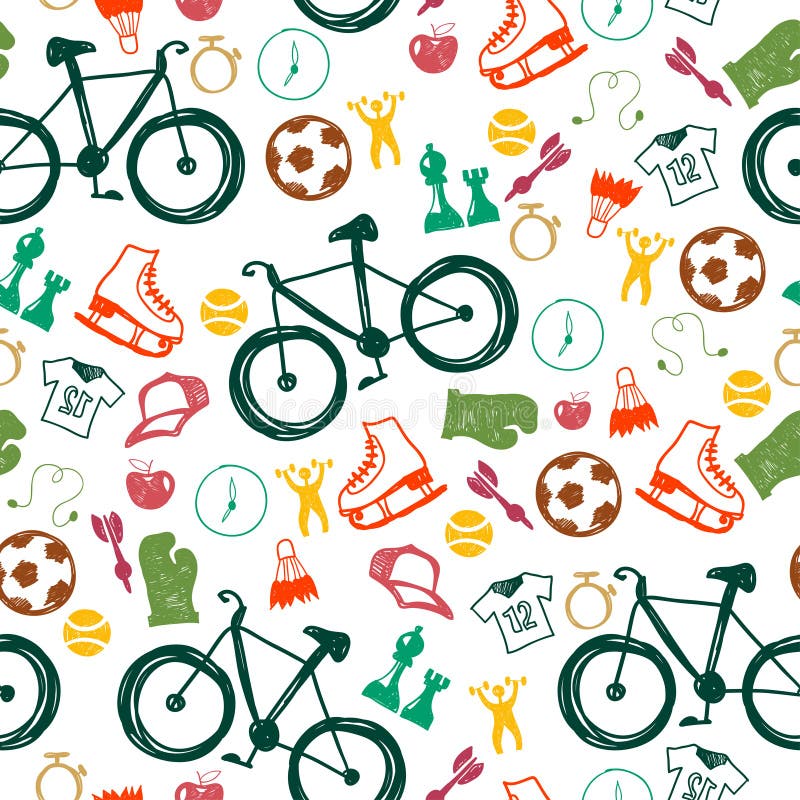 Seamless Pattern with Sport Icons Stock Vector - Illustration of ...
