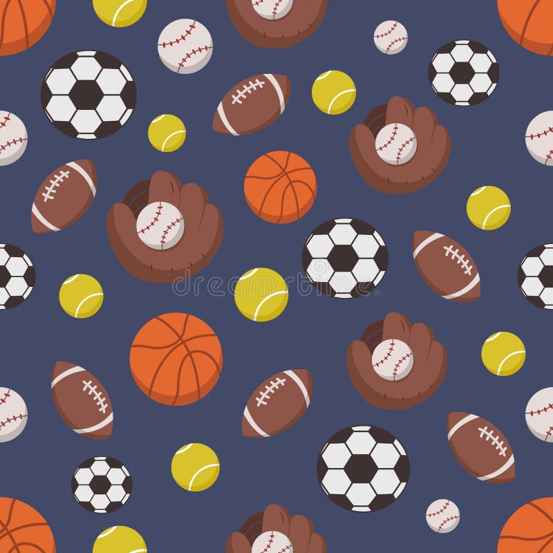 Seamless Pattern of Sport Objects Stock Vector - Illustration of sport ...