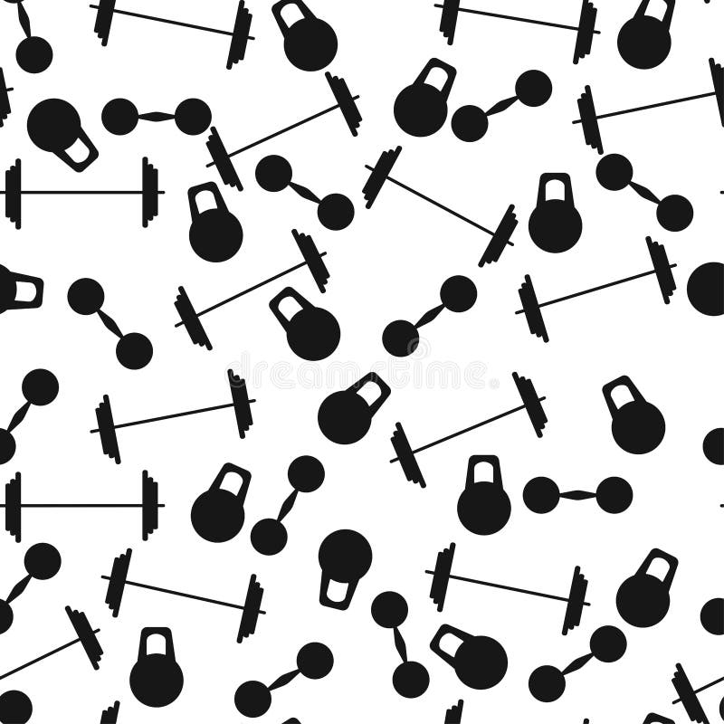 Seamless Pattern Sports Dumbbell. Stock Vector - Illustration of ...