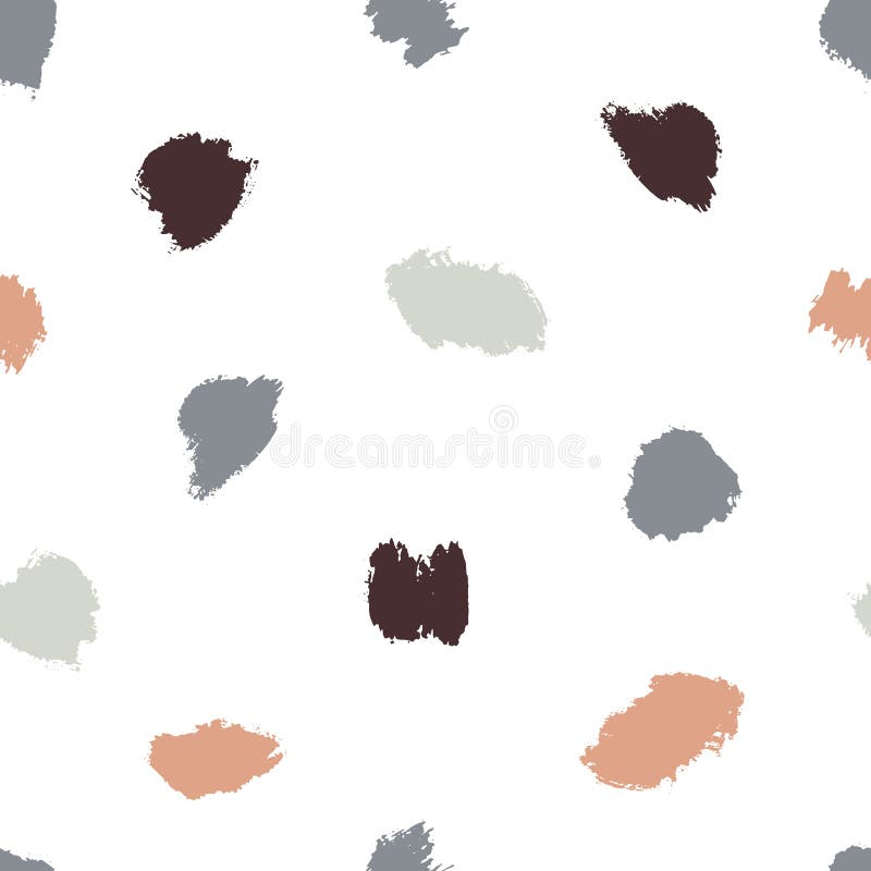 Seamless Pattern with Spots, Stripes, Circles, Strokes Painted with Ink ...