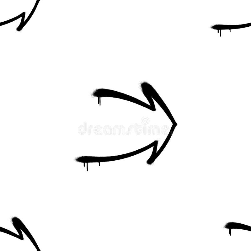 Seamless Pattern of Sprayed Graffiti Arrows with Overspray in Black Over White. Vector ...